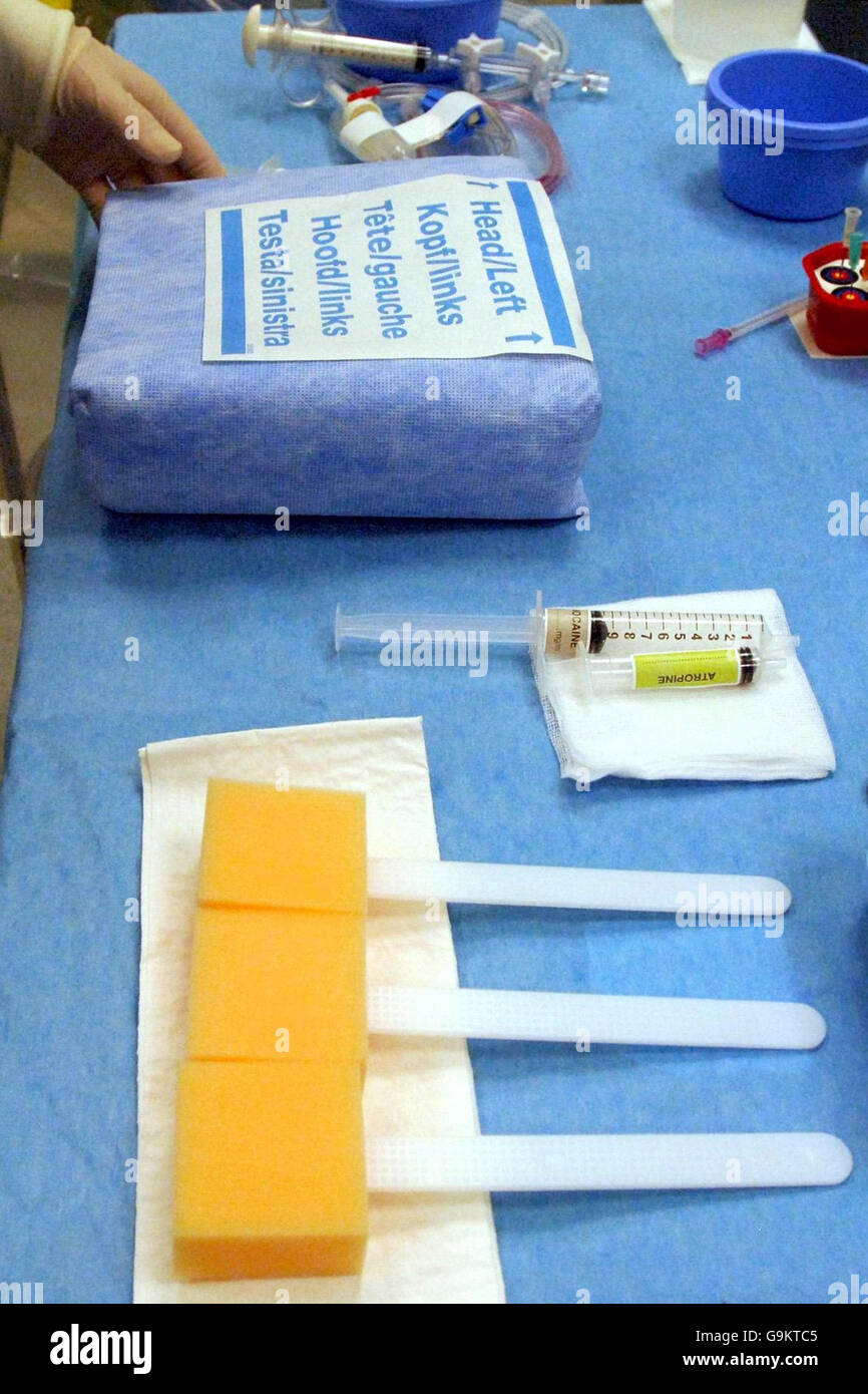 Generic stock image. A surgical preparation table showing surgical ...