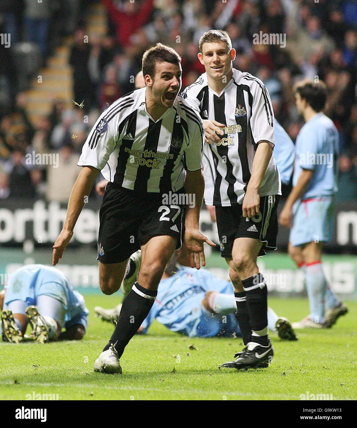 Newcastle United's Steven Taylor (left) celebrates scoring the second ...