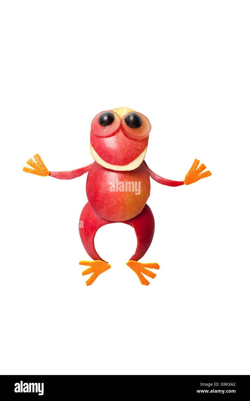 Funny frog made of apple and orange on isolated background Stock Photo ...