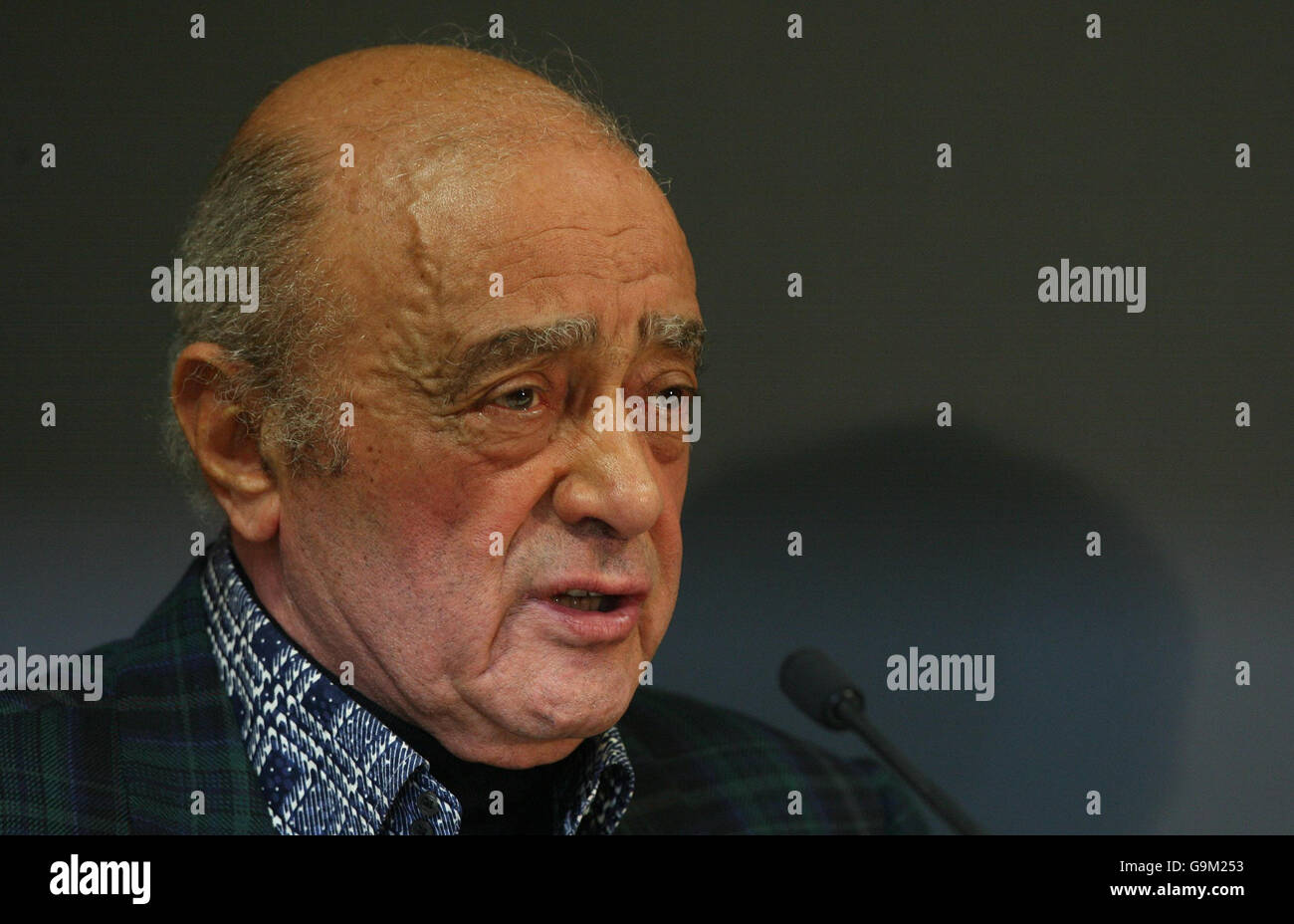 Harrods owner mohamed al fayed speaking news conference london store hi ...