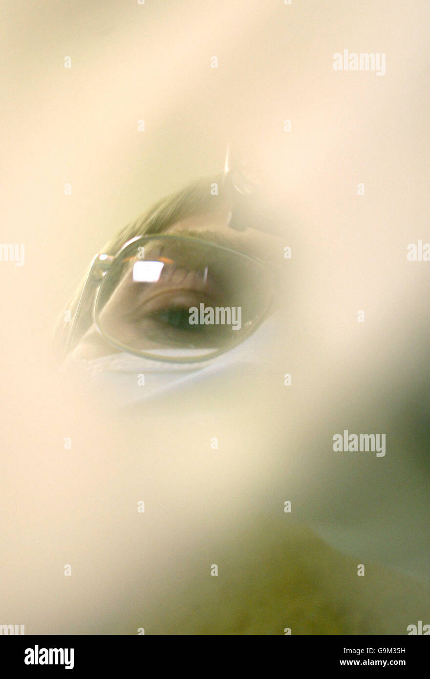 Private Dentist Doctor Gregory Foster is seen reflected in a small ...