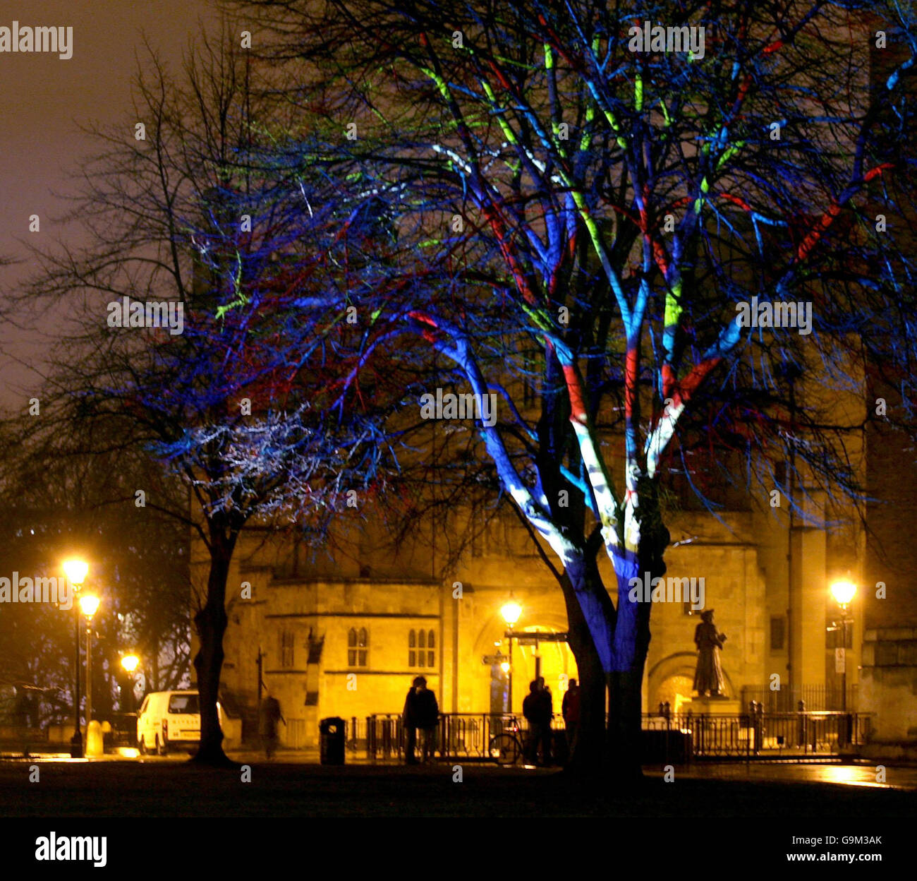 A tree is seen illuminated during the Light Up Bristol event staged by ...