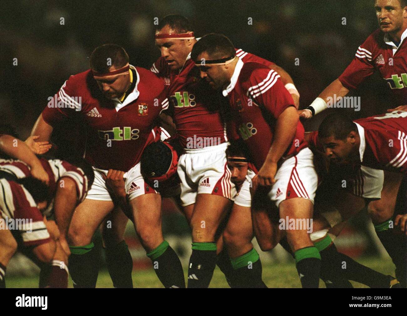 The British Lions front row of David Young,Robin McBryde and Tom Smith ...