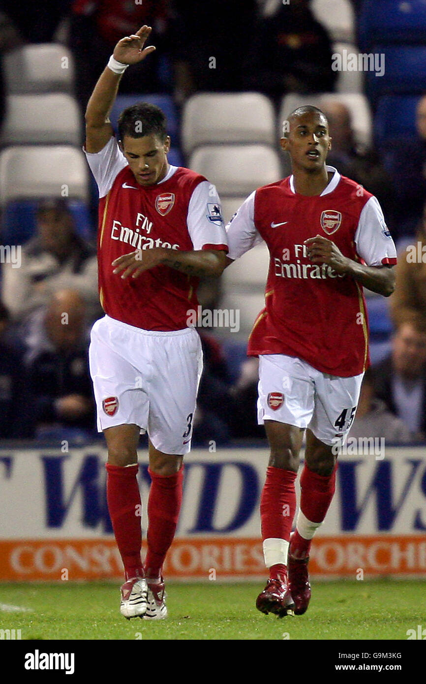 Arsenal's Armand Traore and goalscorer Jeremie Aliadiere celebrate the ...