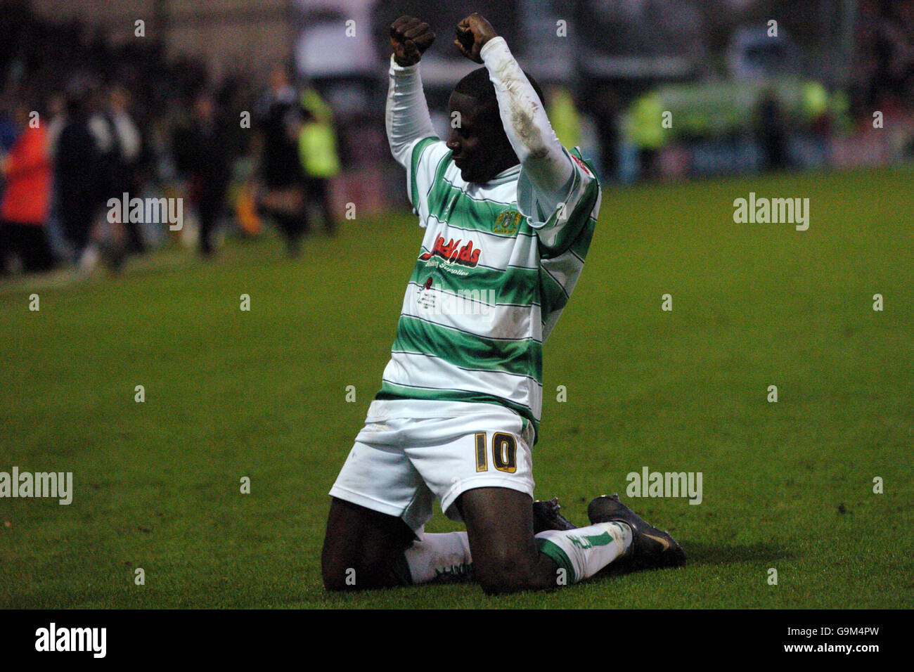 Yeovil's Wayne Gray celebrates scoring during the Coca-Cola League One ...
