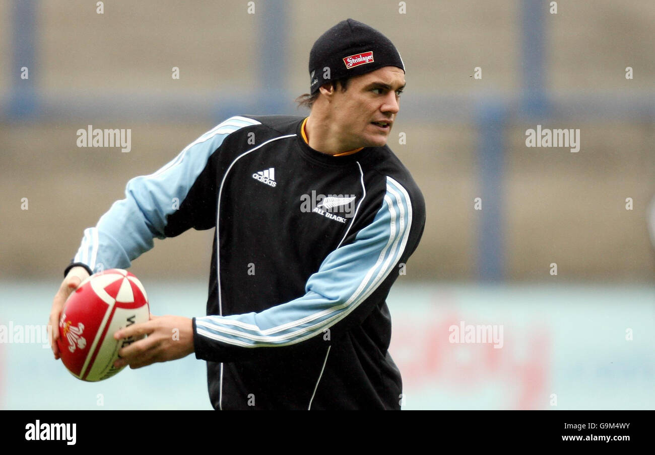 New Zealand's Dan Carter passes the ball during a training session at ...