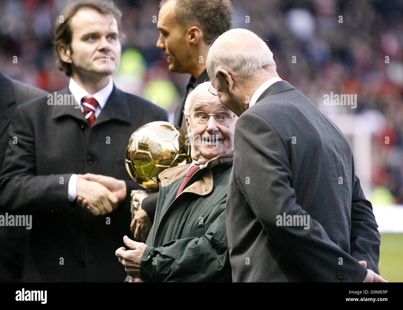 A presentation is made to Geroge Best's Son Calum and father Dickie (c ...