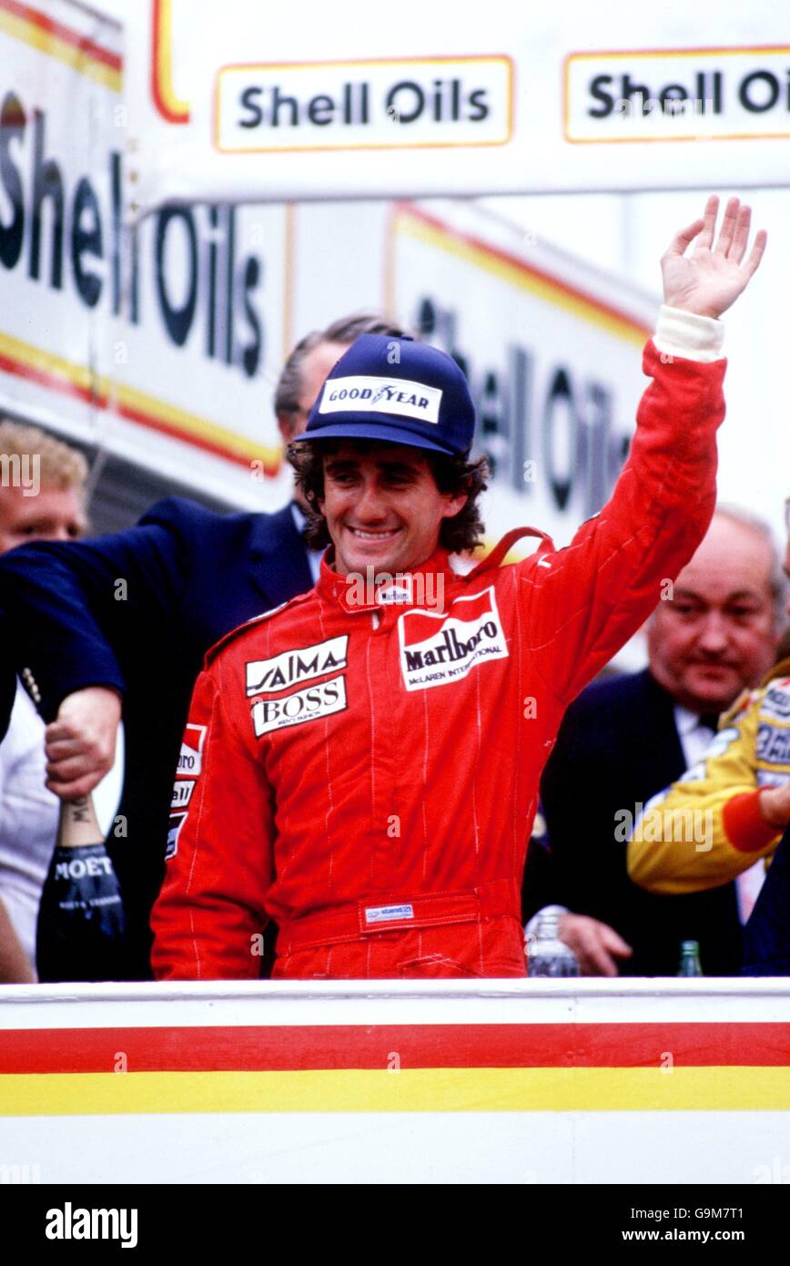 Alain prost celebrates becoming world champion hi-res stock photography ...