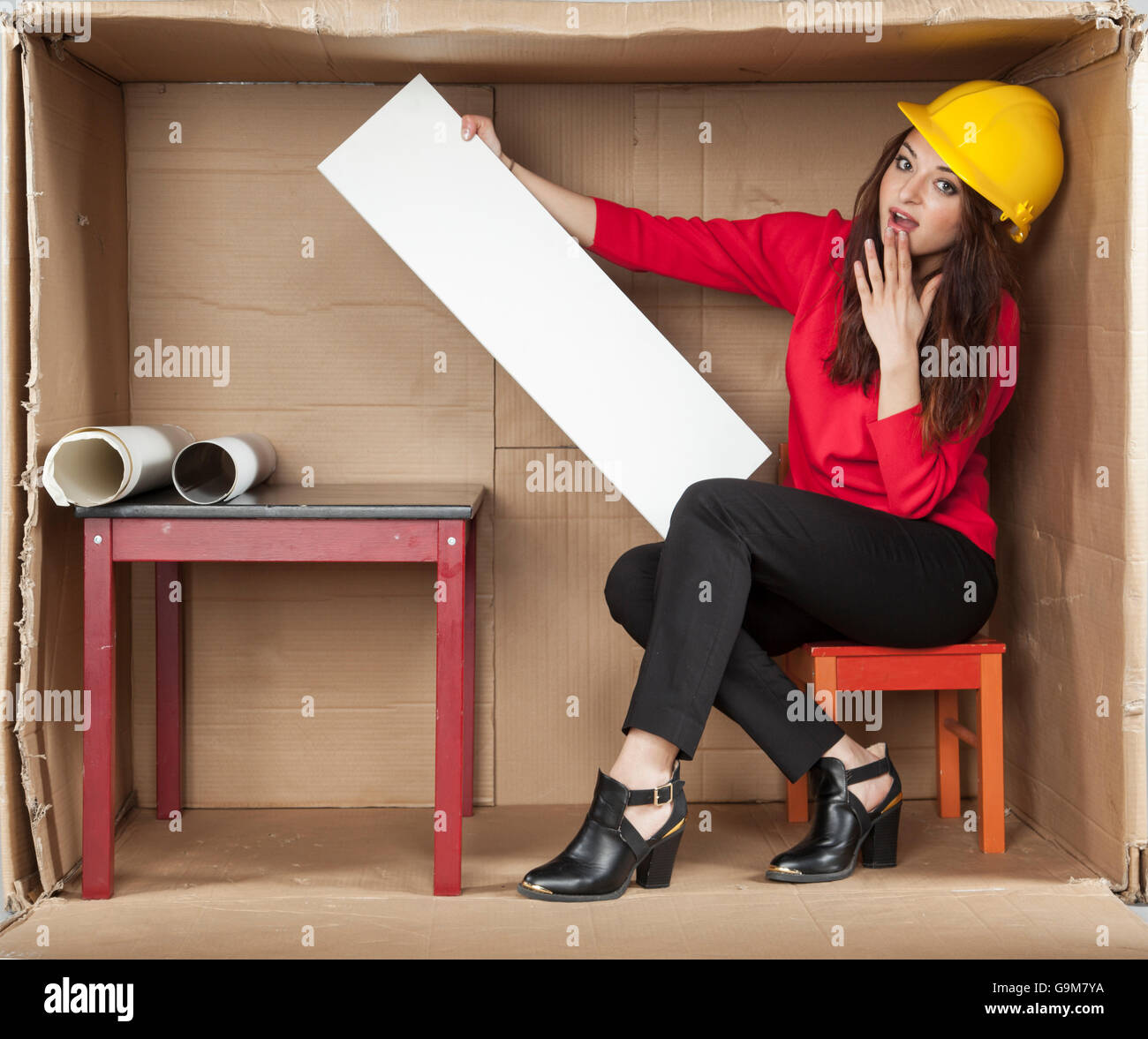 surprised lady architect Stock Photo - Alamy