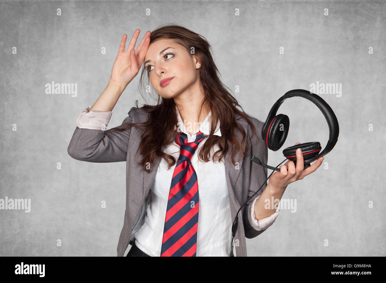 headache of telephone conversations Stock Photo - Alamy