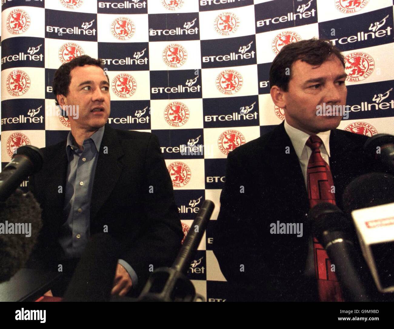 Middlesbrough's Chairman Steve Gibson talks to the press with Bryan ...
