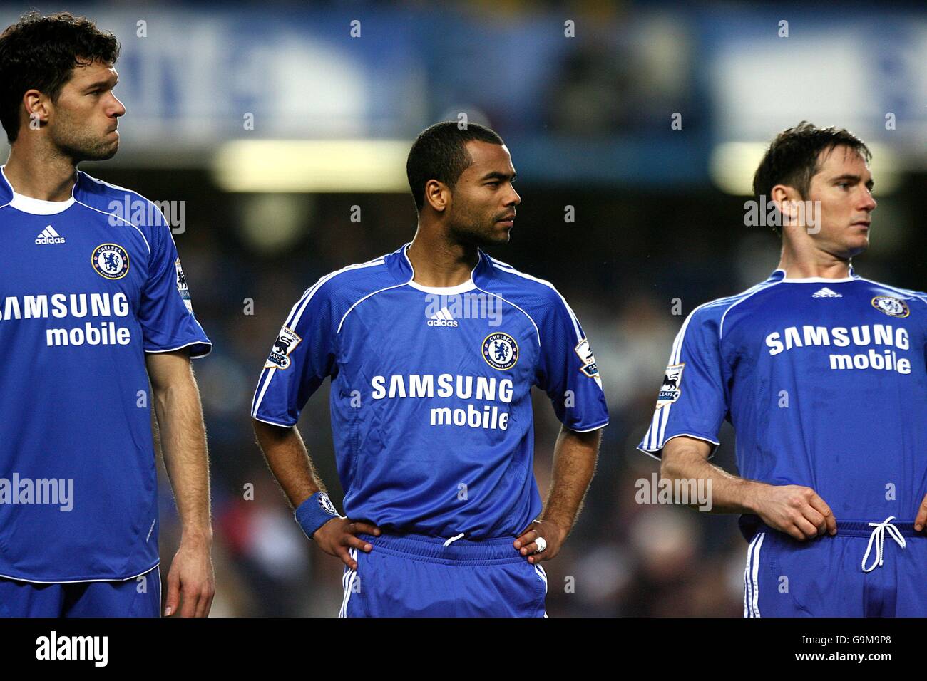(L-R) Chelsea's Michael Ballack, Ashley Cole and Frank Lampard Stock ...