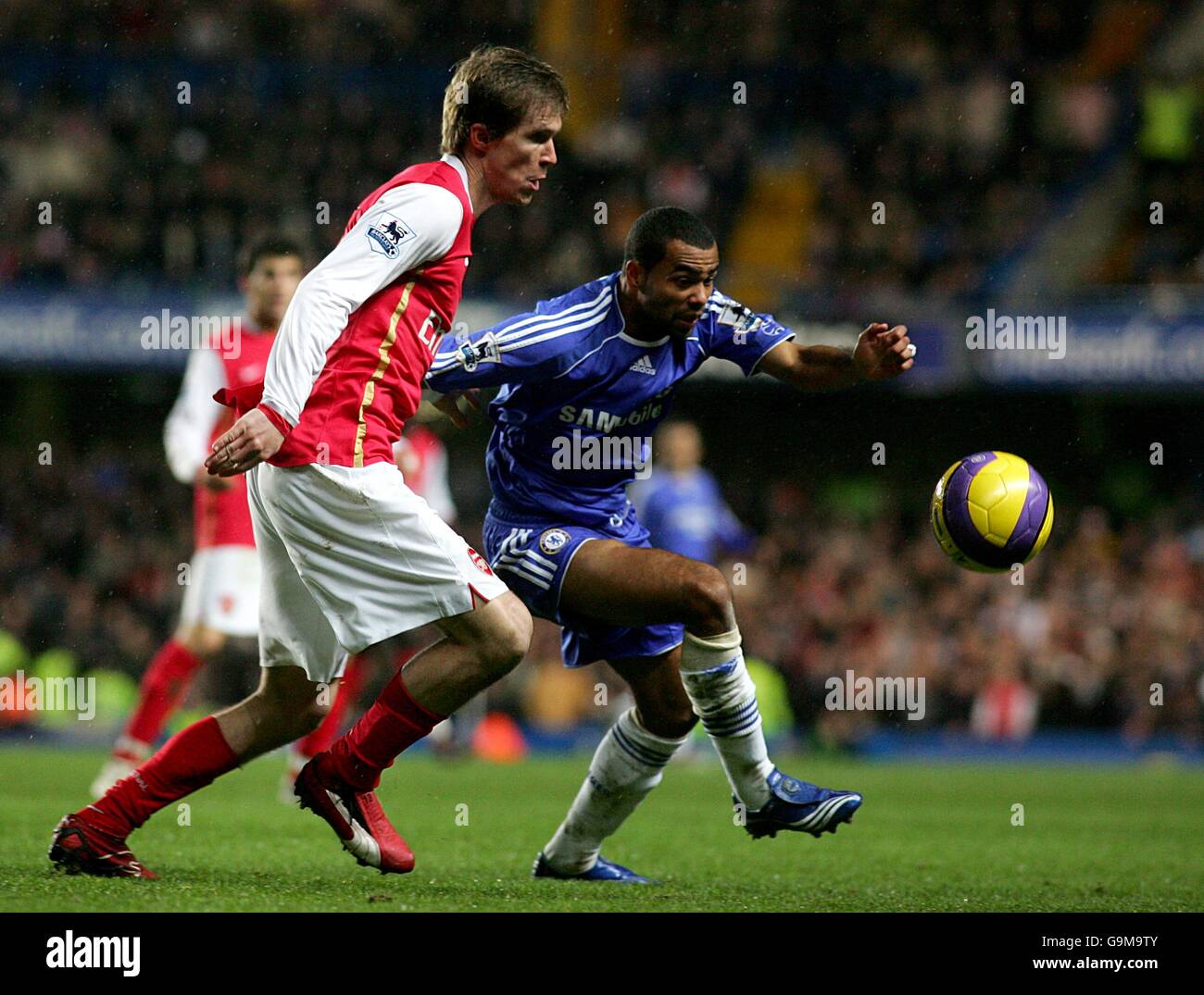 (L-R) Aleksandr Hleb, Arsenal and Ashley Cole, Chelsea battle for the ...