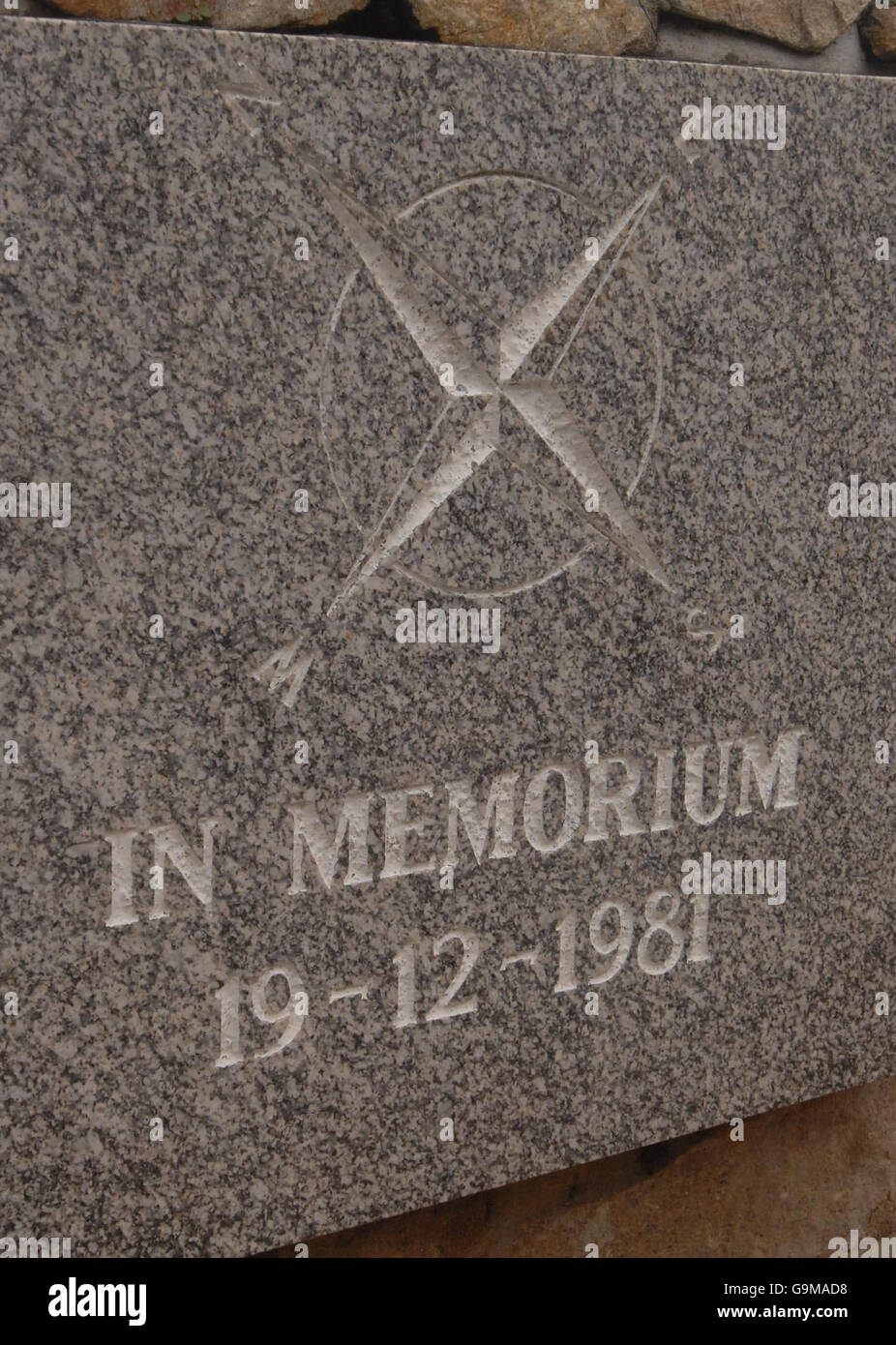 Memorial stone at former Penlee Lifeboat Station, Mousehole, Cornwall ...