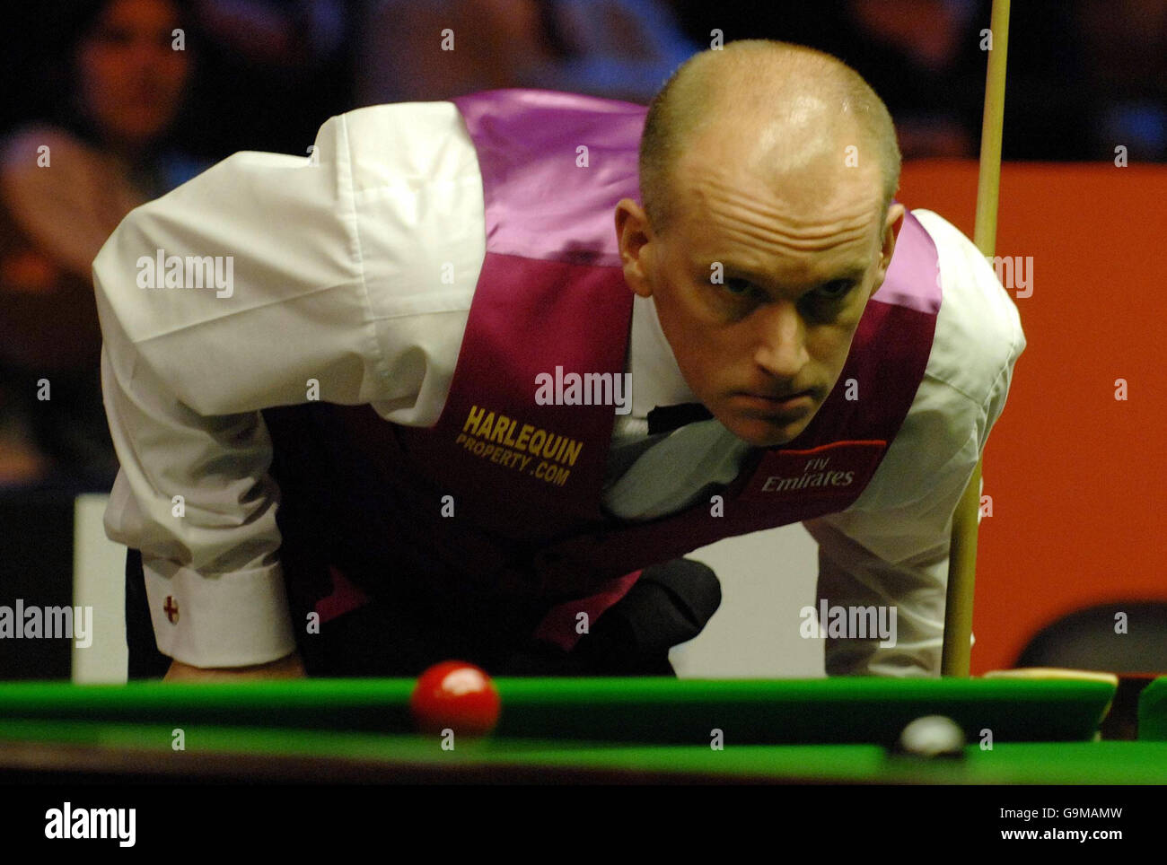 England's Peter Ebdon lines up a shot during the Final of the Maplin UK ...