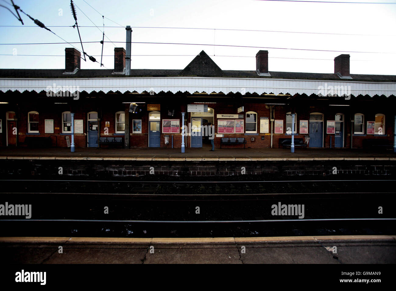 The platform at Manningtree railway station, Essex, where police are ...