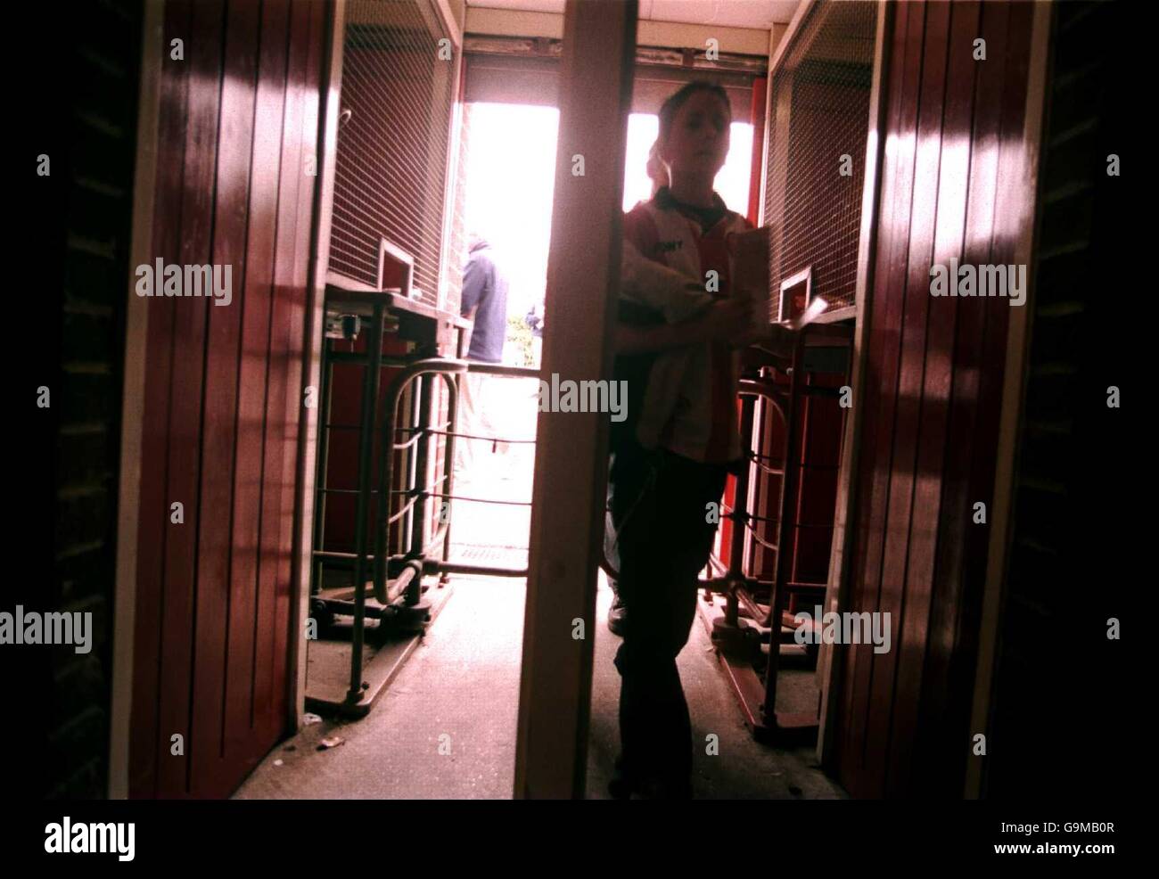 A young Southampton fan comes through the turnstiles for the final time ...