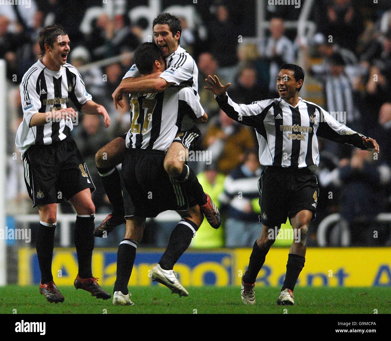 Newcastle United's David Edgar (c) celebrates scoring the equalising ...