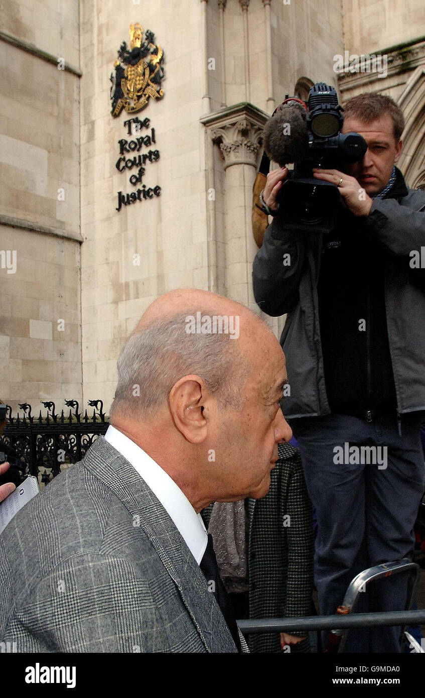 Mr Mohamed Al Fayed arrives at the Royal Courts of Justice, to attend ...