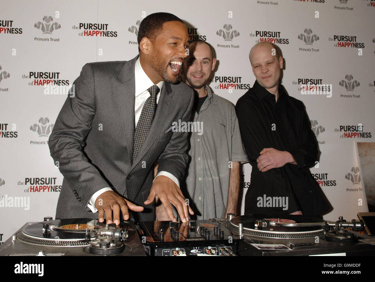 Will Smith (left) meets DJs Adam Gibbs (centre) and Paul Everett ...