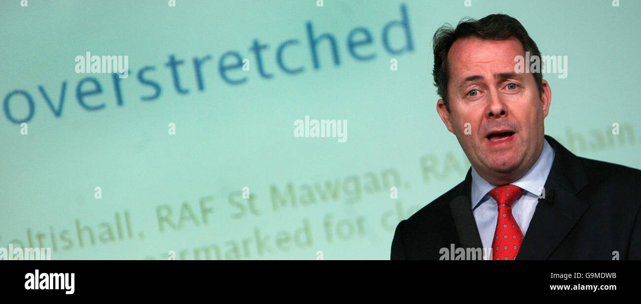 Dr Liam Fox 'The State of Britain's Armed Forces' media briefing Stock ...