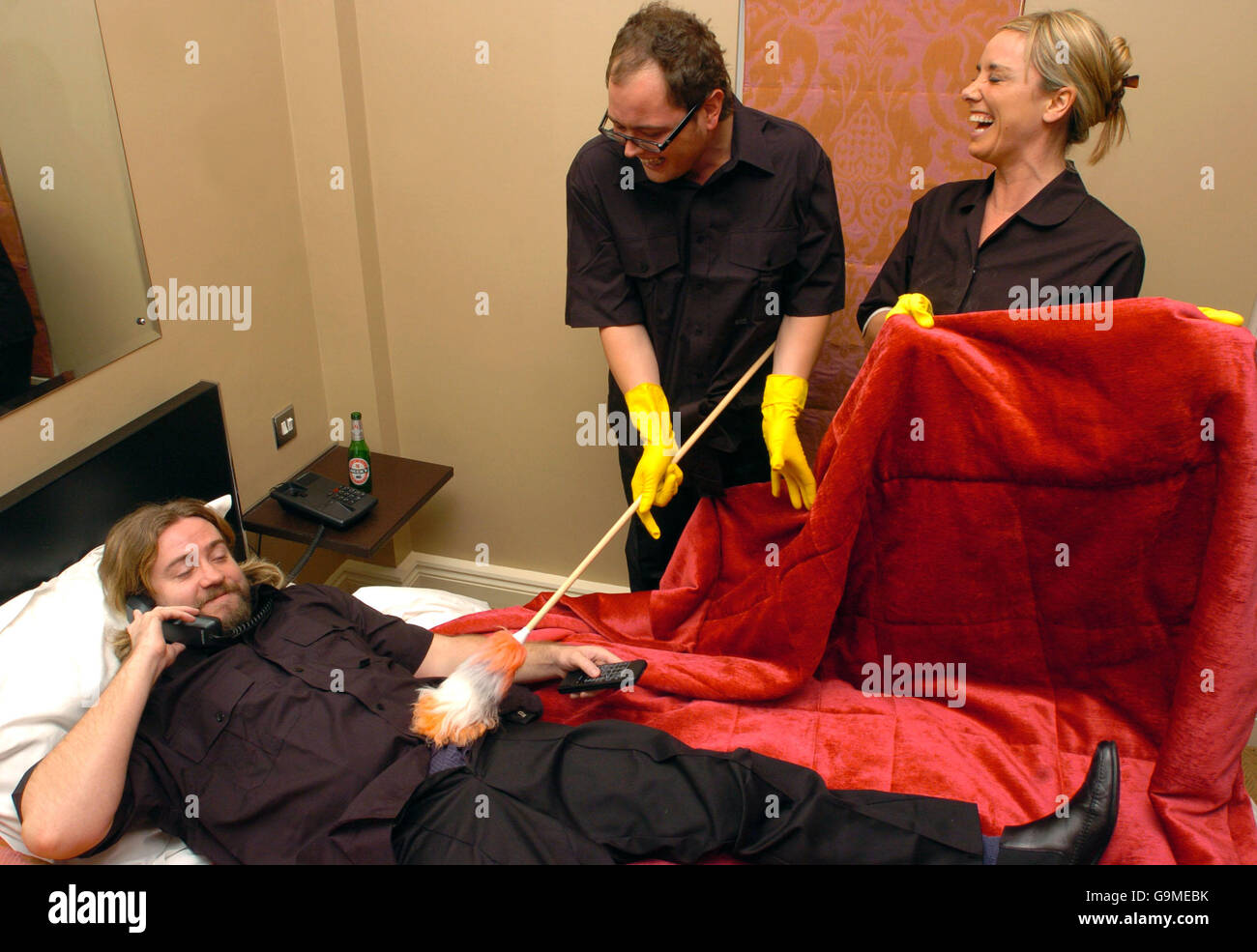 Justin Lee Collins, Alan Carr and Tamsin Outhwaite during a performance ...
