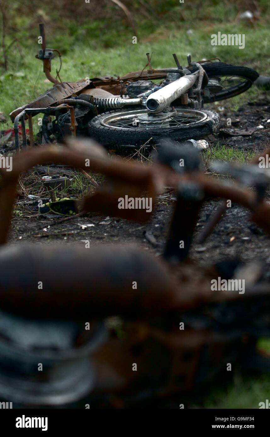 Burnt out motor bike hi-res stock photography and images - Alamy