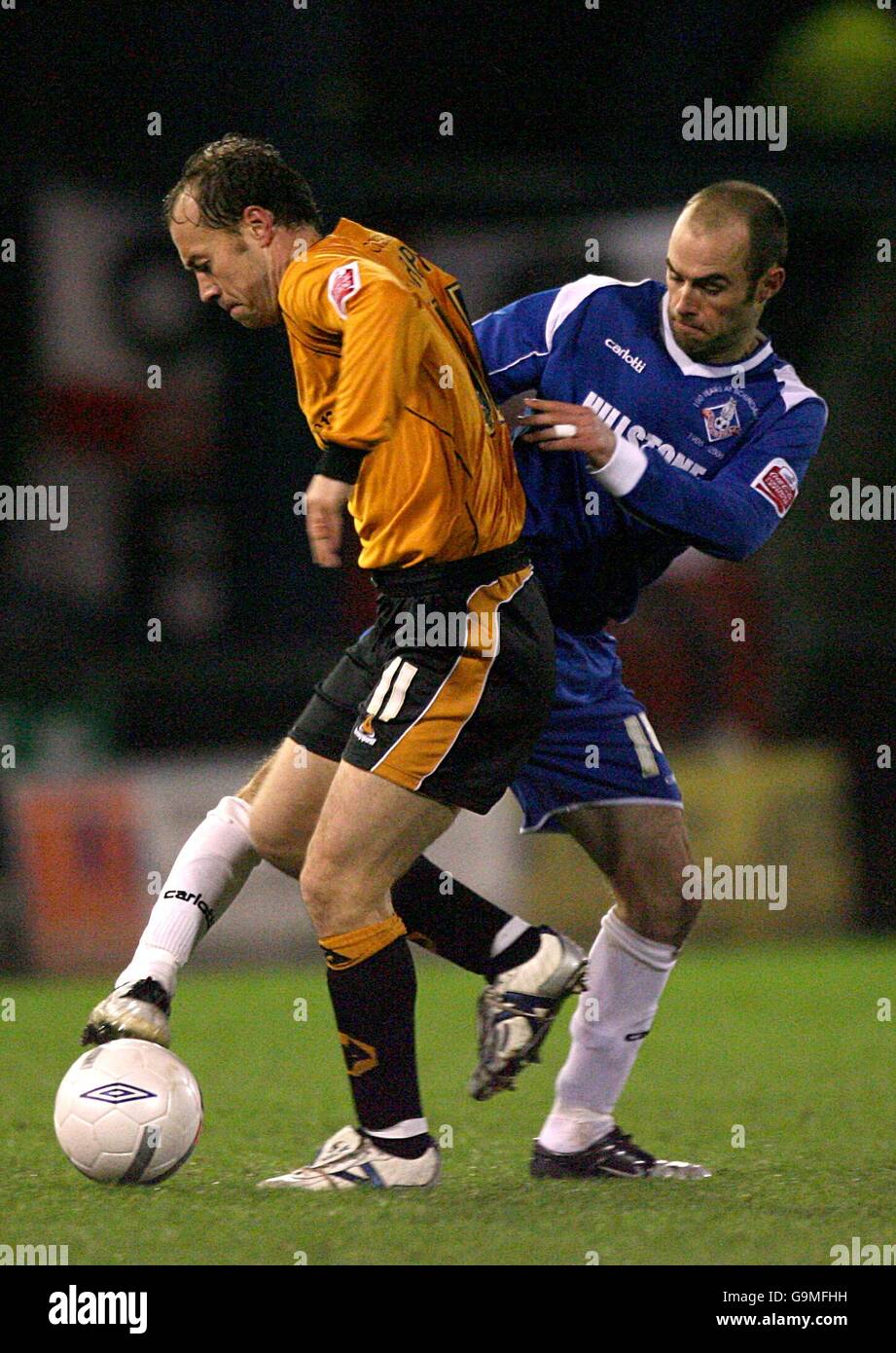 Wolverhampton Wanderers' Jamie Clapham and Oldham Athletic's Paul Warne ...