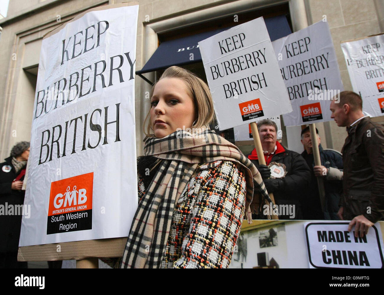 Burberry workers protest outside london store hi-res stock photography ...