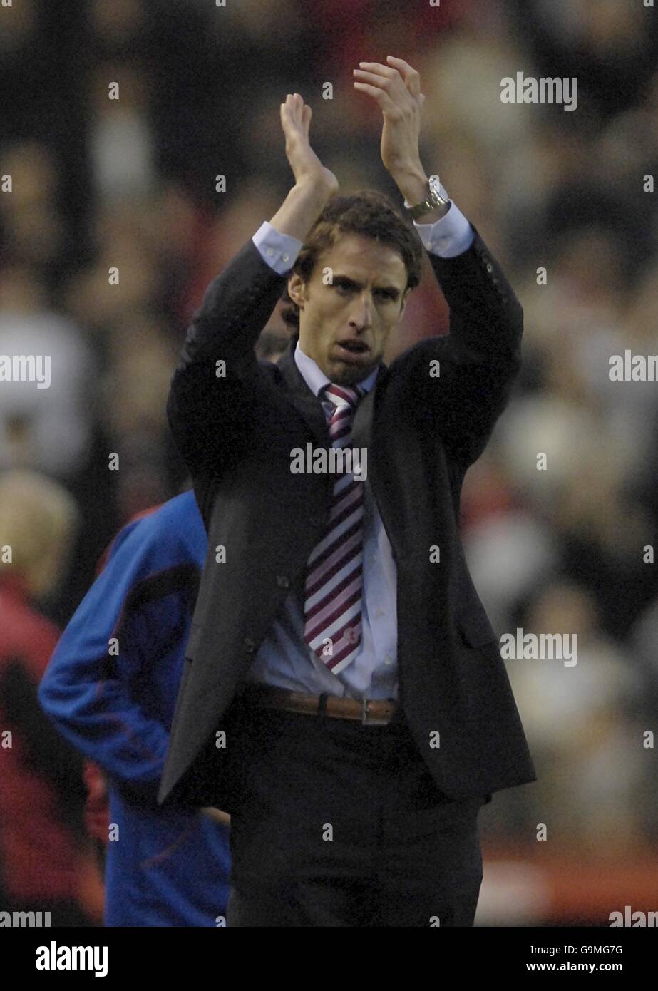 Middlesbrough manager Gareth Southgate applauds the fans at the end of ...