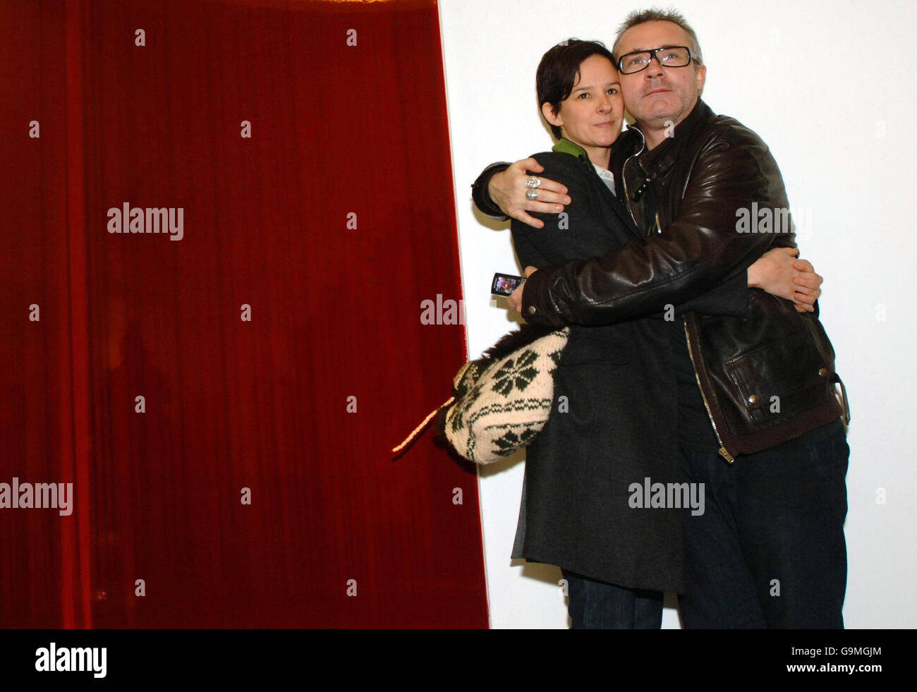 British artists Damien Hirst and Rachel Howard with one of her works ...