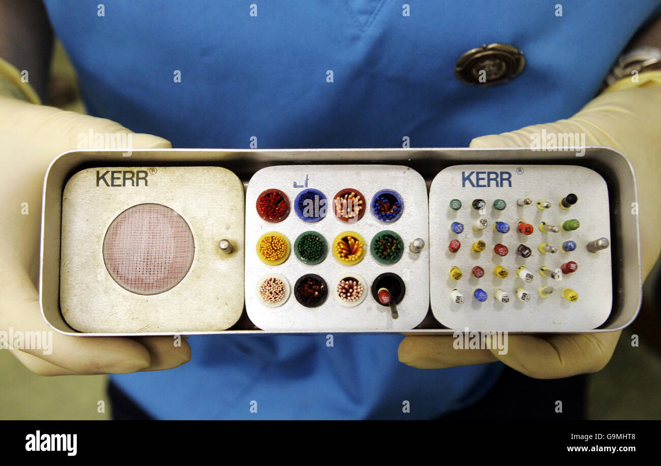 Equipment and materials used in carrying out root canal treatment on ...