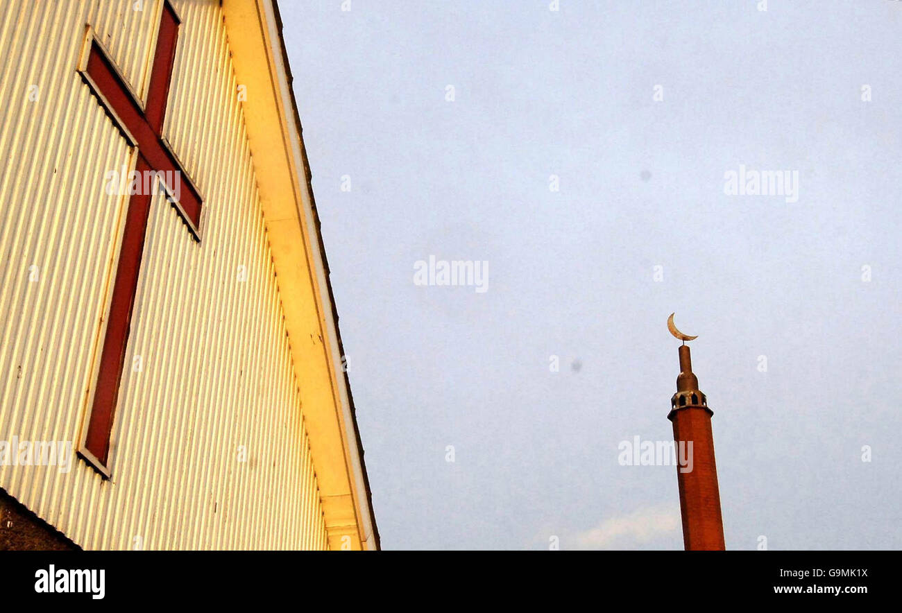 A Mosque and Church stand side by side in Doncaster. Britain is ...
