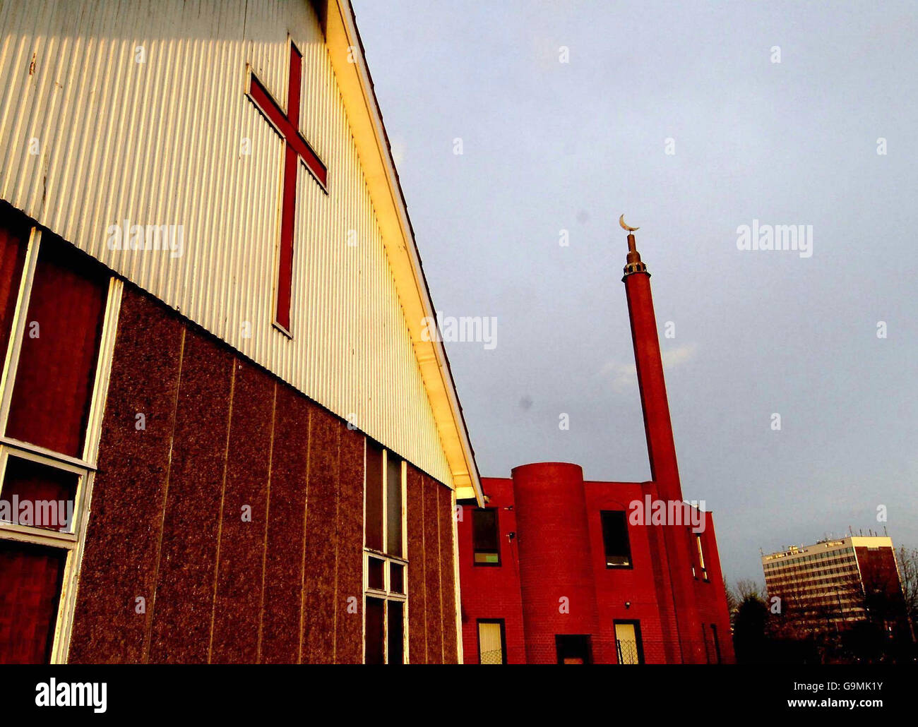 A church and a Mosque Stock Photo - Alamy
