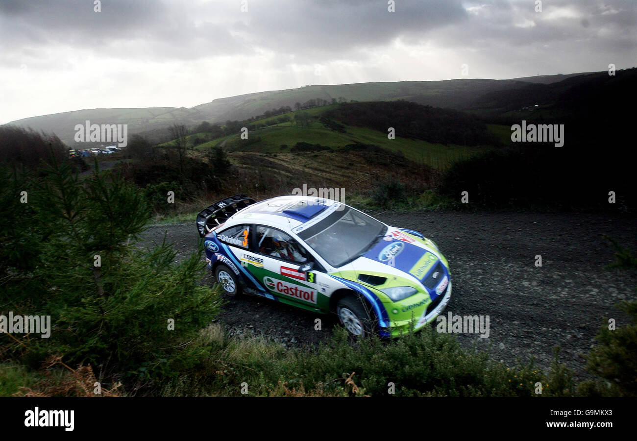 Marcus Gronholm in Ford Focus WRC 06 during the Brechfa stage of the ...