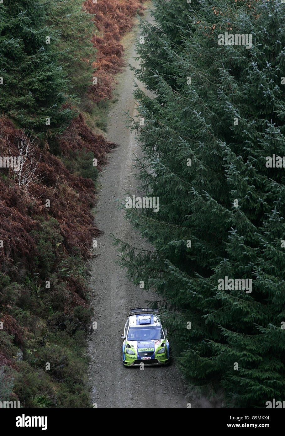 Marcus Gronholm in Ford Focus WRC 06 during the Trawscoed stage of the ...