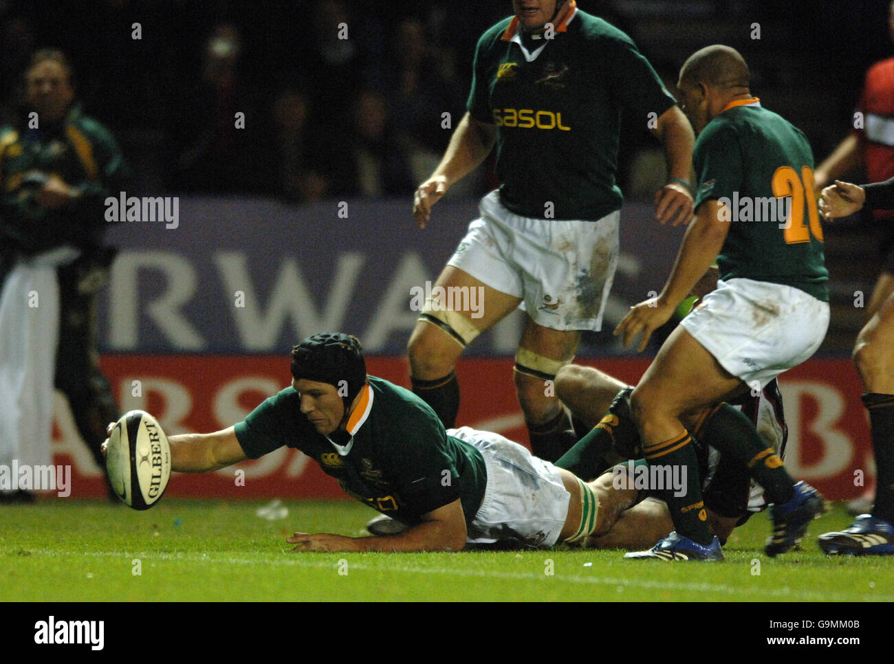 South Africa's Albert Van Den Berg scores their second try Stock Photo ...