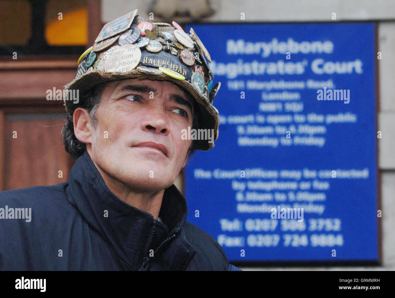 Brian Haw at Marylebone Road Magistrates' Court. Brian Haw arrives at ...
