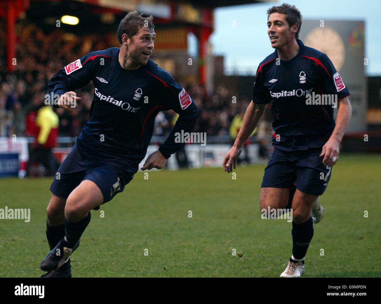 Nottingham Forest goalscorer Grant Holt and Nicky Southall celebrate ...