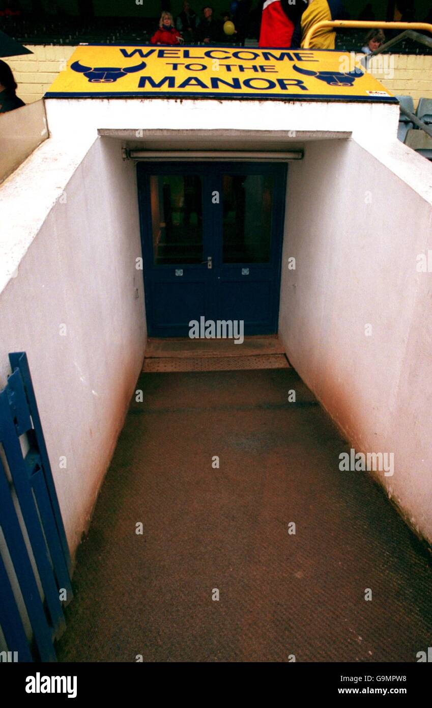 The tunnel at the Manor Ground, home of Oxford United, on the day of ...