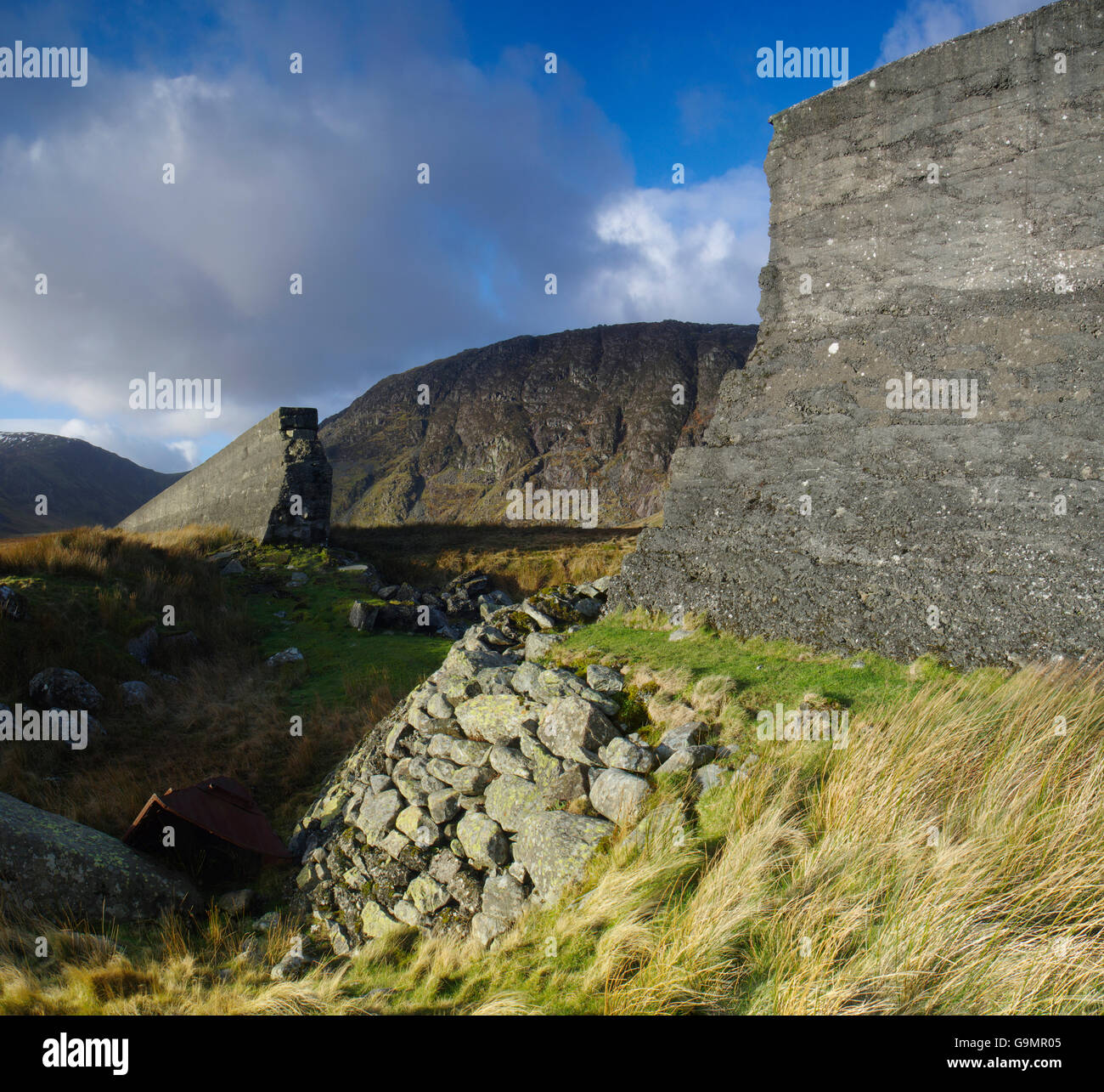 Breached Dam, Eigau Reservoir, Dolgarrog, North Wales Stock Photo - Alamy
