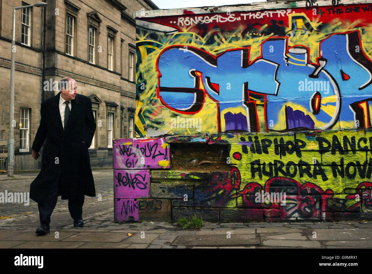 Graffiti covers the old walls of Bristo Square Edinburgh Stock Photo ...