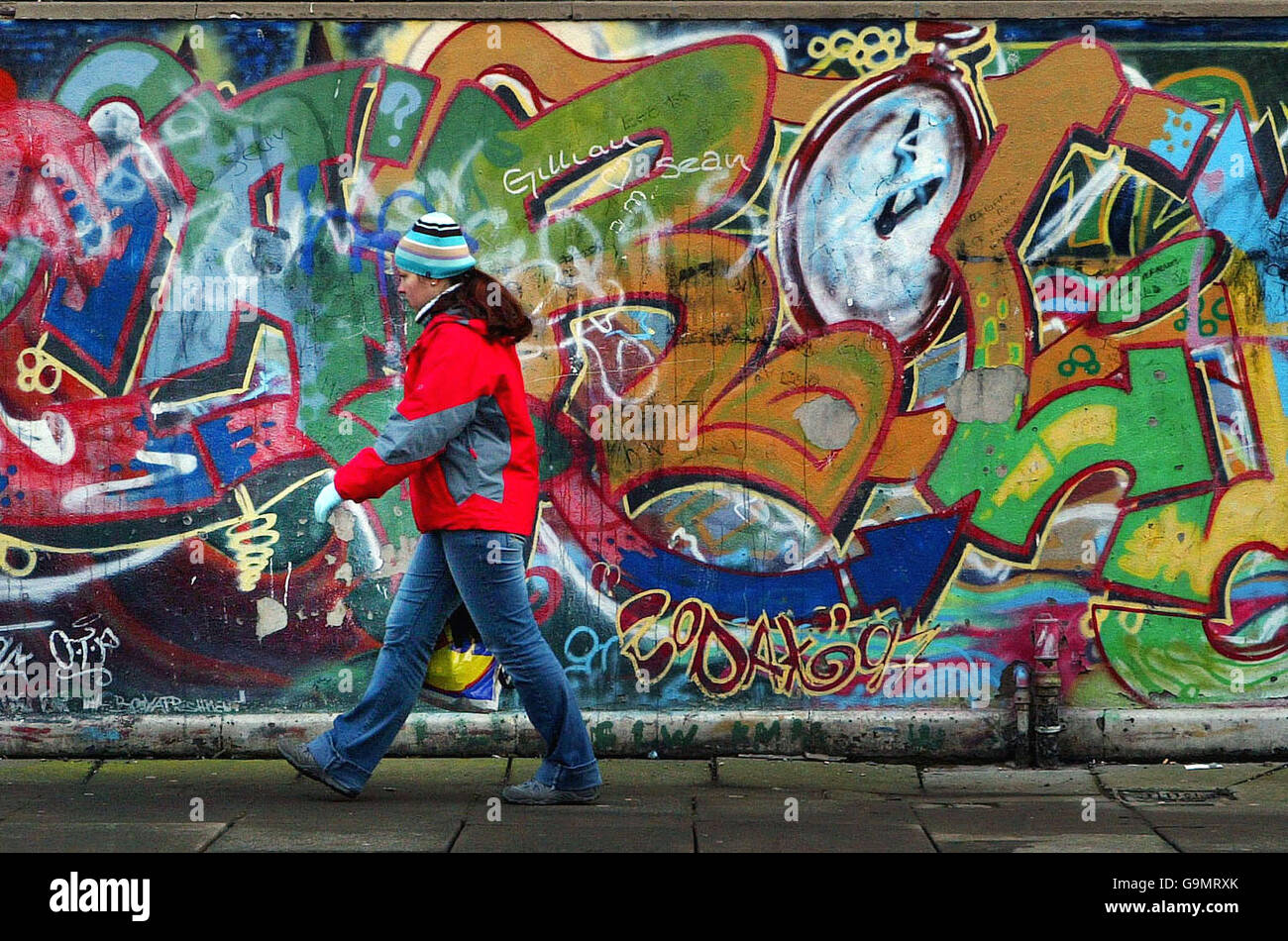 Graffiti covers old shop front off hollyrood road hi-res stock ...
