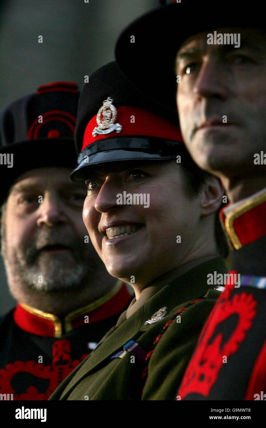 Moira Cameron, (centre) the first female Yeoman Warder (Beefeater), is ...