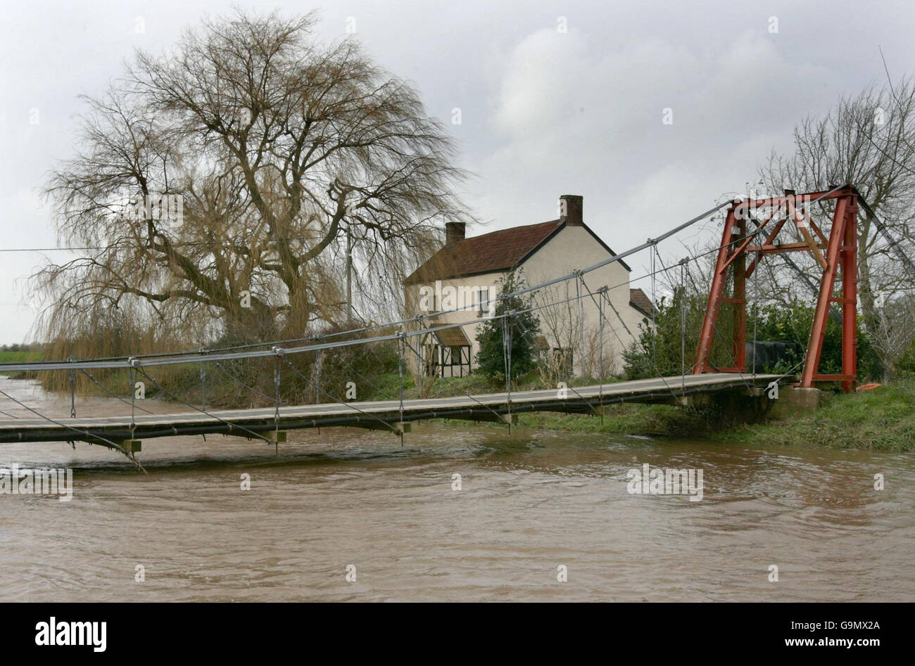 Genral view of the swollen river Tone in Ham, Somerset, following heavy ...