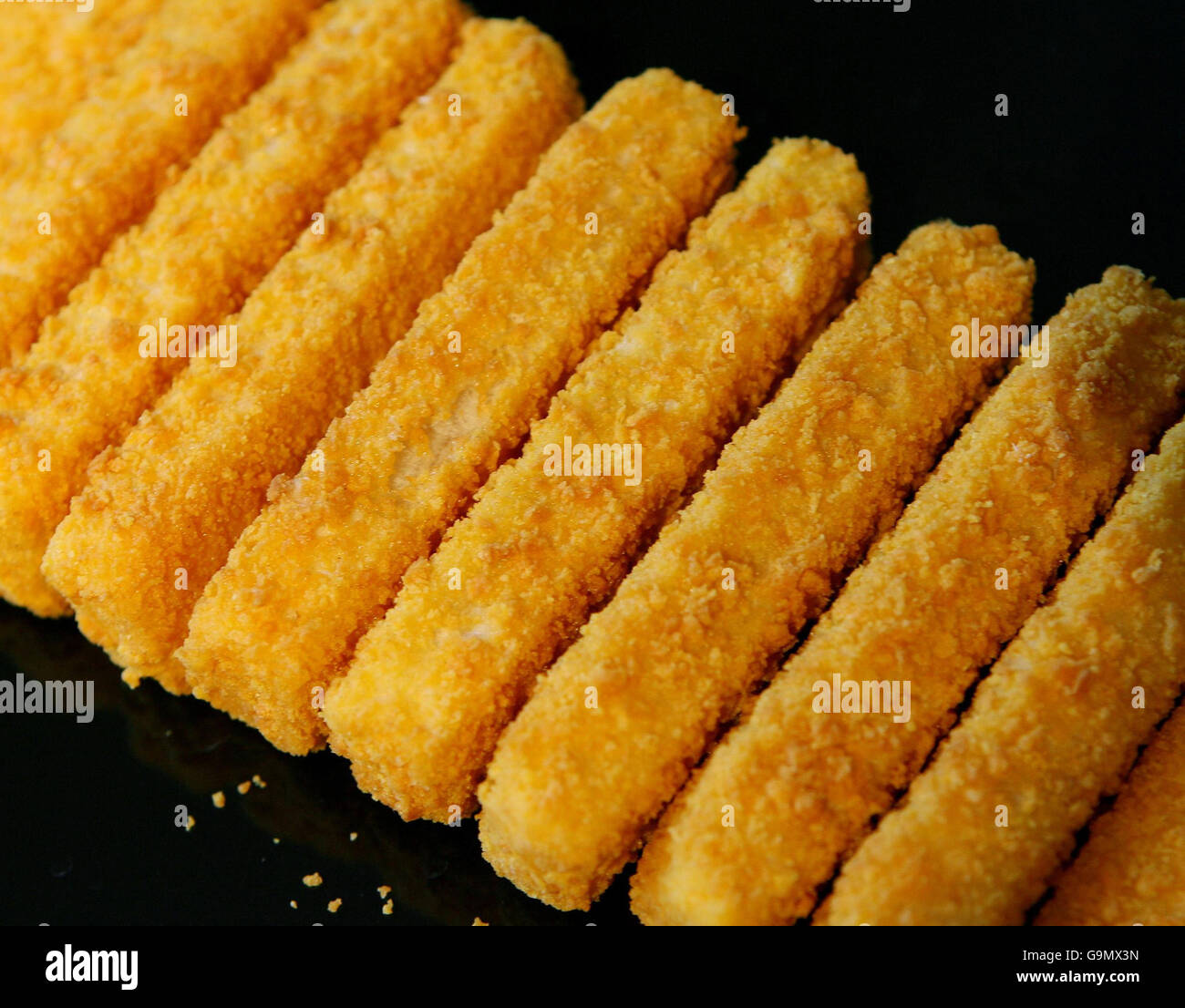Birdseye Fish Fingers ready to under the grill as the Birdseye factory ...