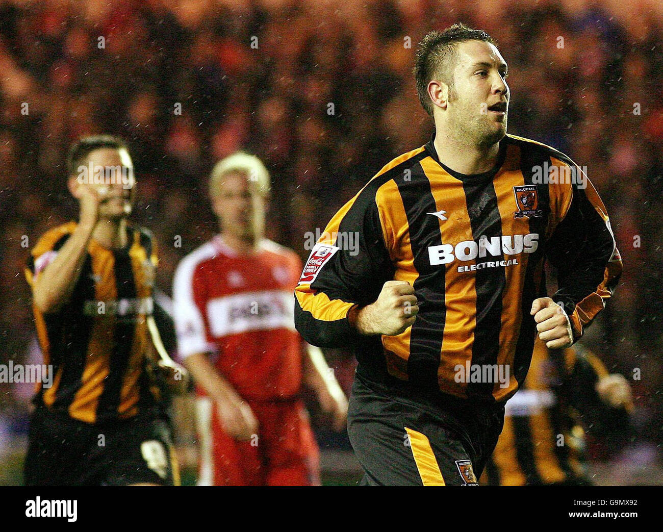 Hull's Jon Parkin celebrates after scoring their second goal during the ...
