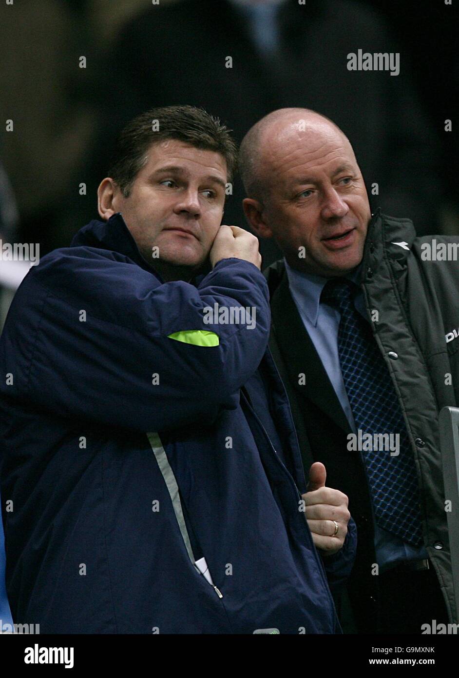 Sheffield wednesday manager brian laws chats in the stands hi-res stock ...