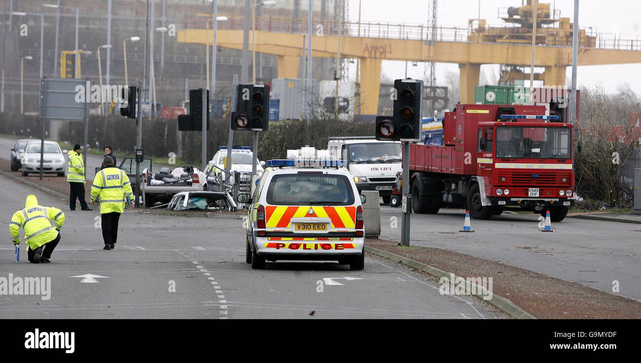 The scene in Garston Way, Liverpool, where a man died after his car ...