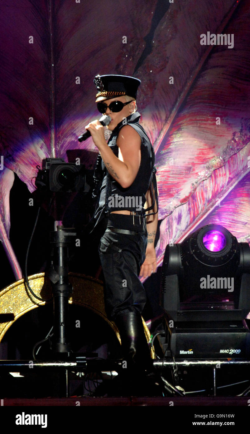 FOR Singer Pink performs live on stage at Wembley Arena in London Stock ...